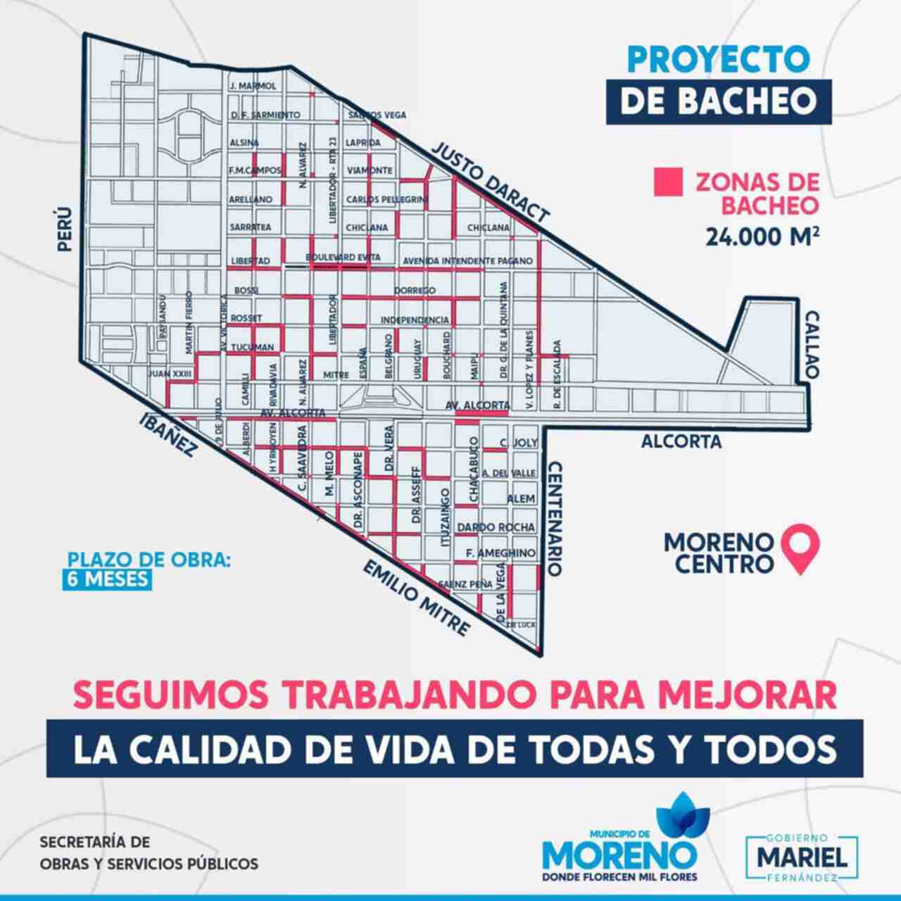 MORENO MUNICIPIO - COMENZÓ EL BACHEO EN MORENO CENTRO Y PASO DEL REY