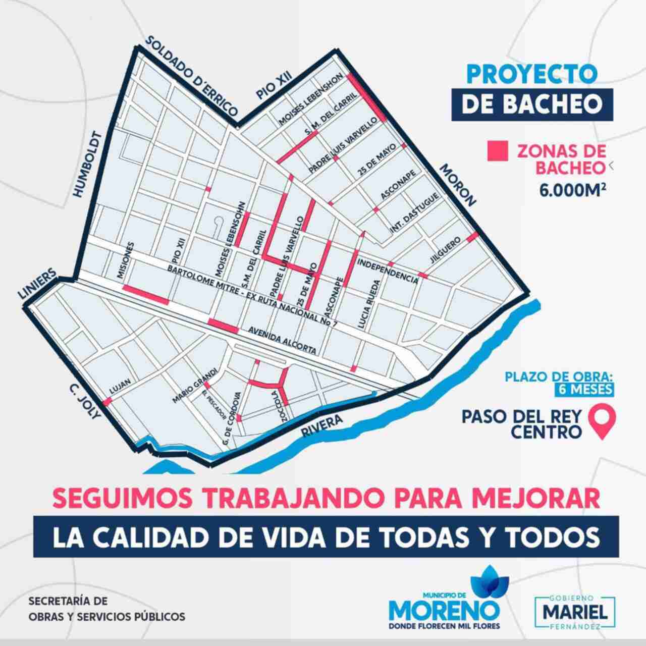 MORENO MUNICIPIO - COMENZÓ EL BACHEO EN MORENO CENTRO Y PASO DEL REY